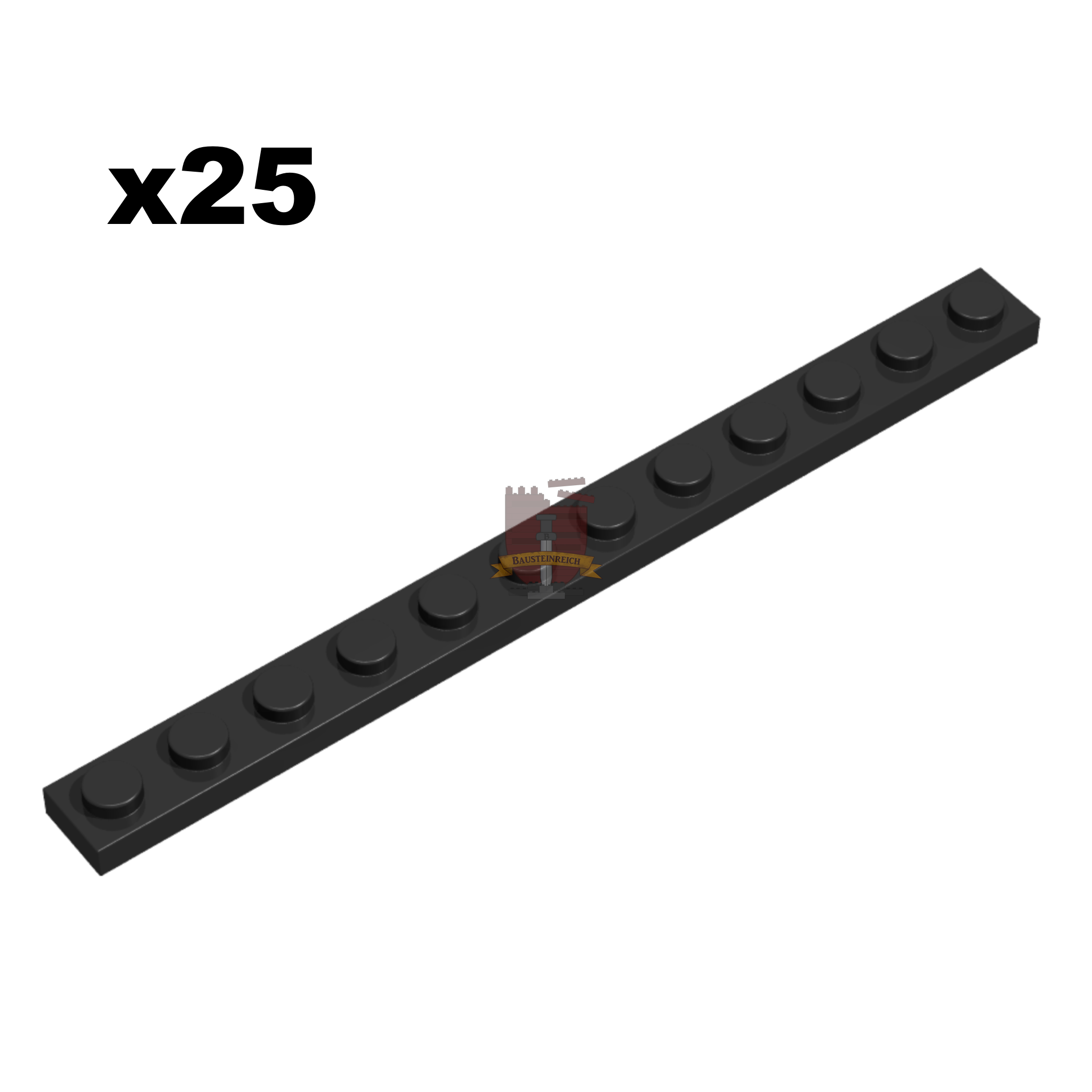 Plate 1x12 schwarz 25 Stück (Gobricks)